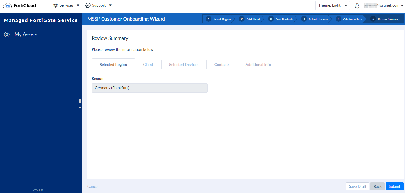 MSSP onboarding | Managed FortiGate Service | Fortinet Document Library