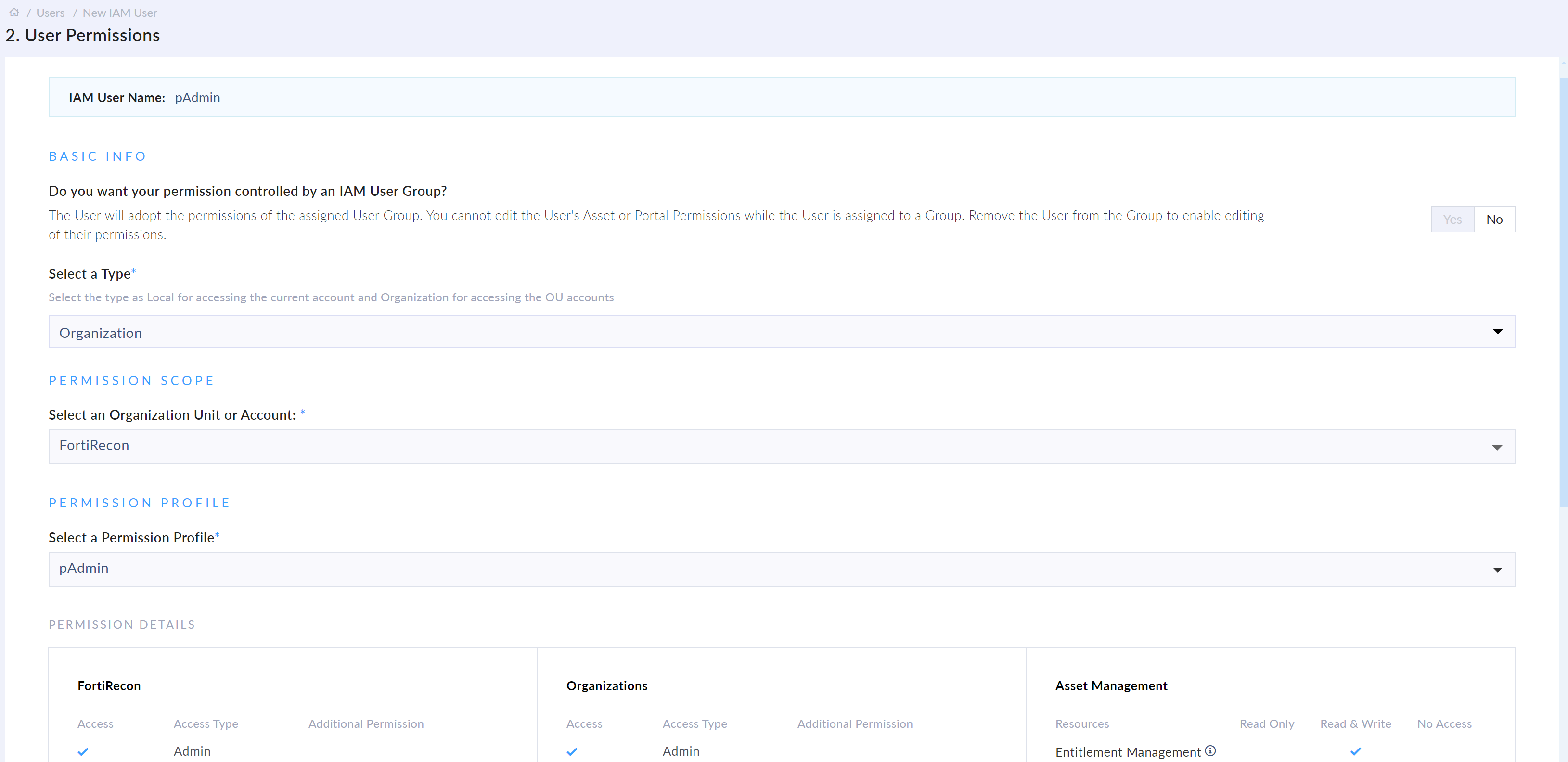 Creating a pAdmin account | FortiRecon 25.1.a | Fortinet Document Library