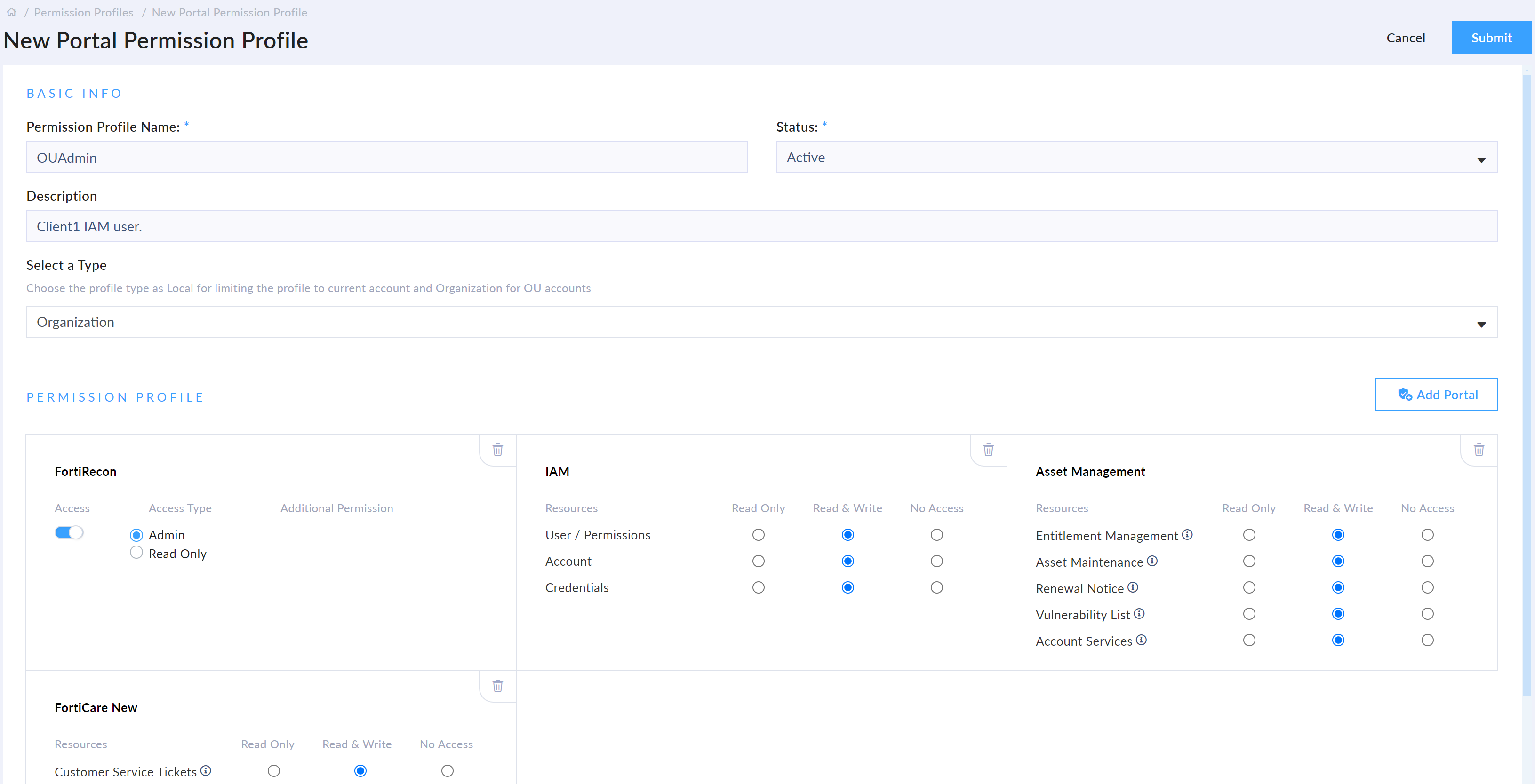 Creating an OUAdmin account | FortiRecon 25.1.a | Fortinet Document Library