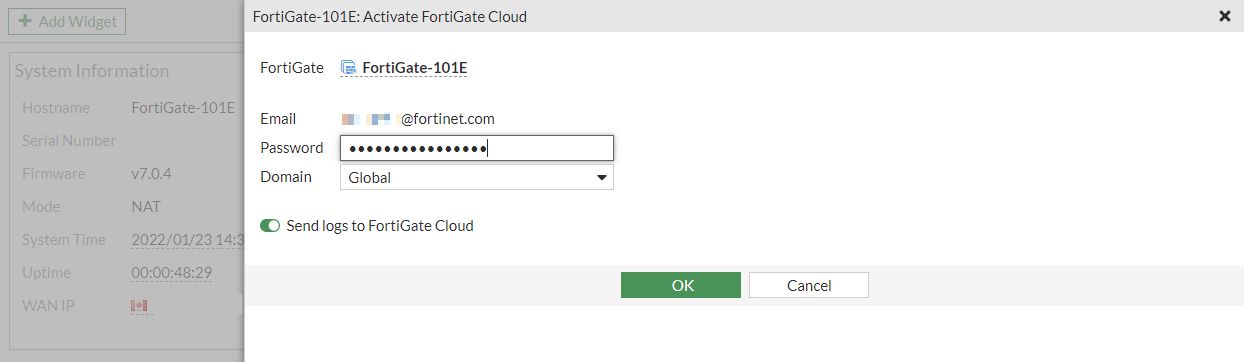 FortiCare and FortiGate Cloud login | FortiGate / FortiOS 7.0.16 ...