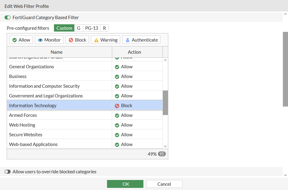 FortiGuard filter | FortiGate / FortiOS 7.0.16 | Fortinet Document Library