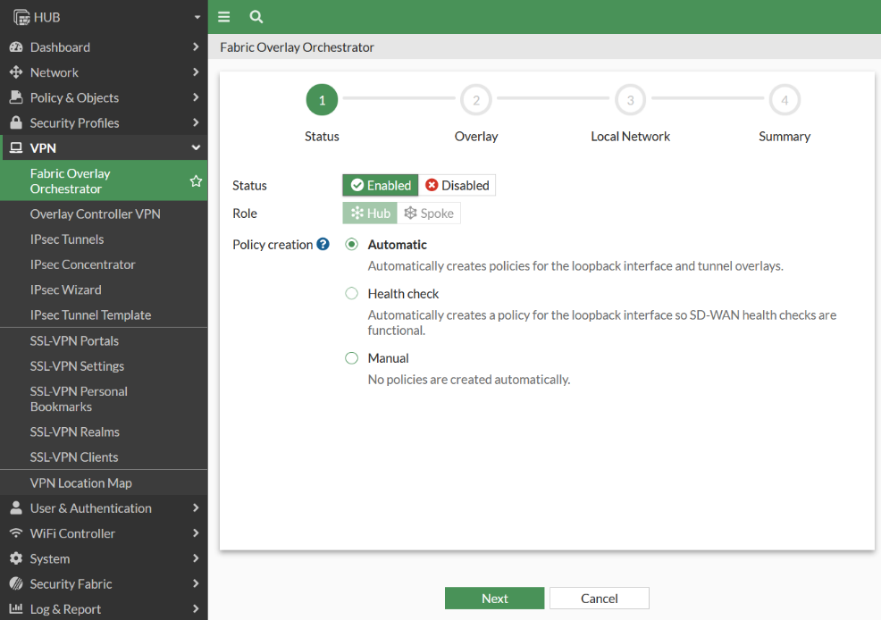 Configuring a root FortiGate using the Fabric Overlay Orchestrator | FortiSASE 23.3.25 ...