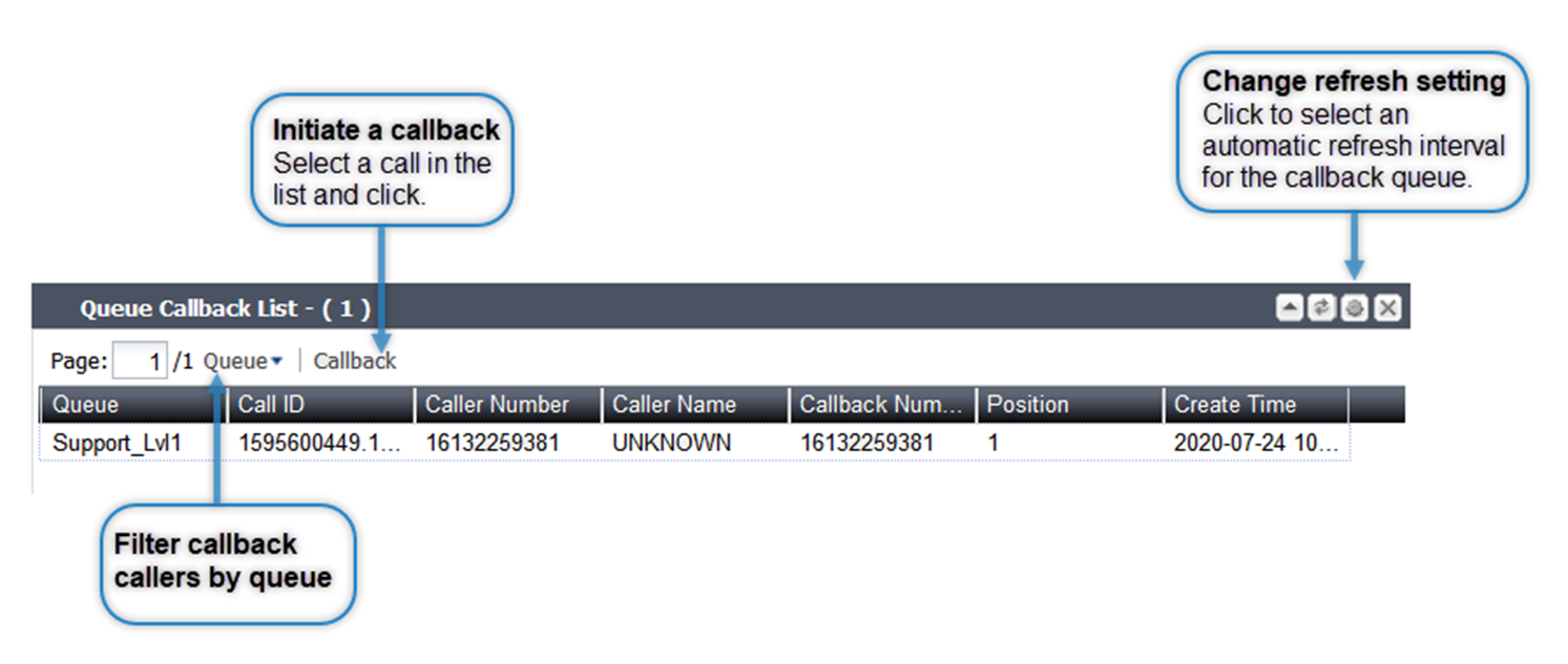 Queue Callback List | FortiVoice 7.0.5 | Fortinet Document Library