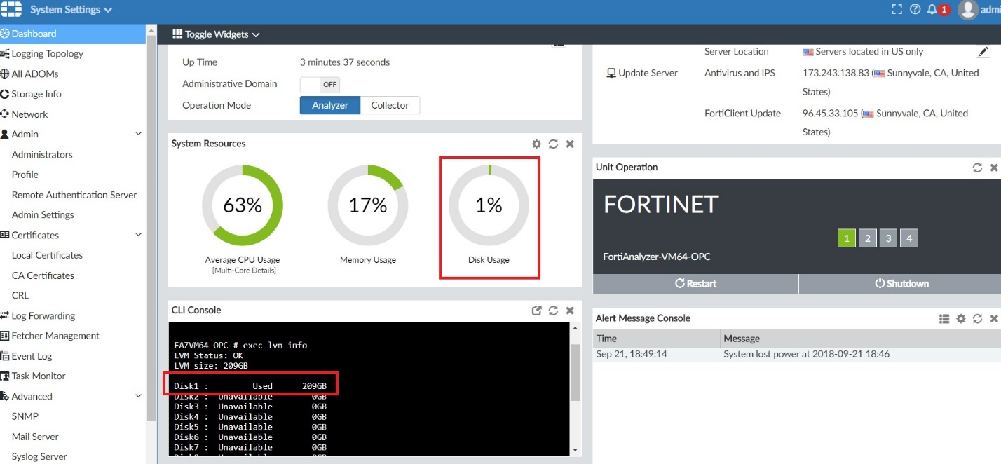 Adding a Disk to the FortiAnalyzer-VM for Logging | FortiAnalyzer Public Cloud 6.2.0