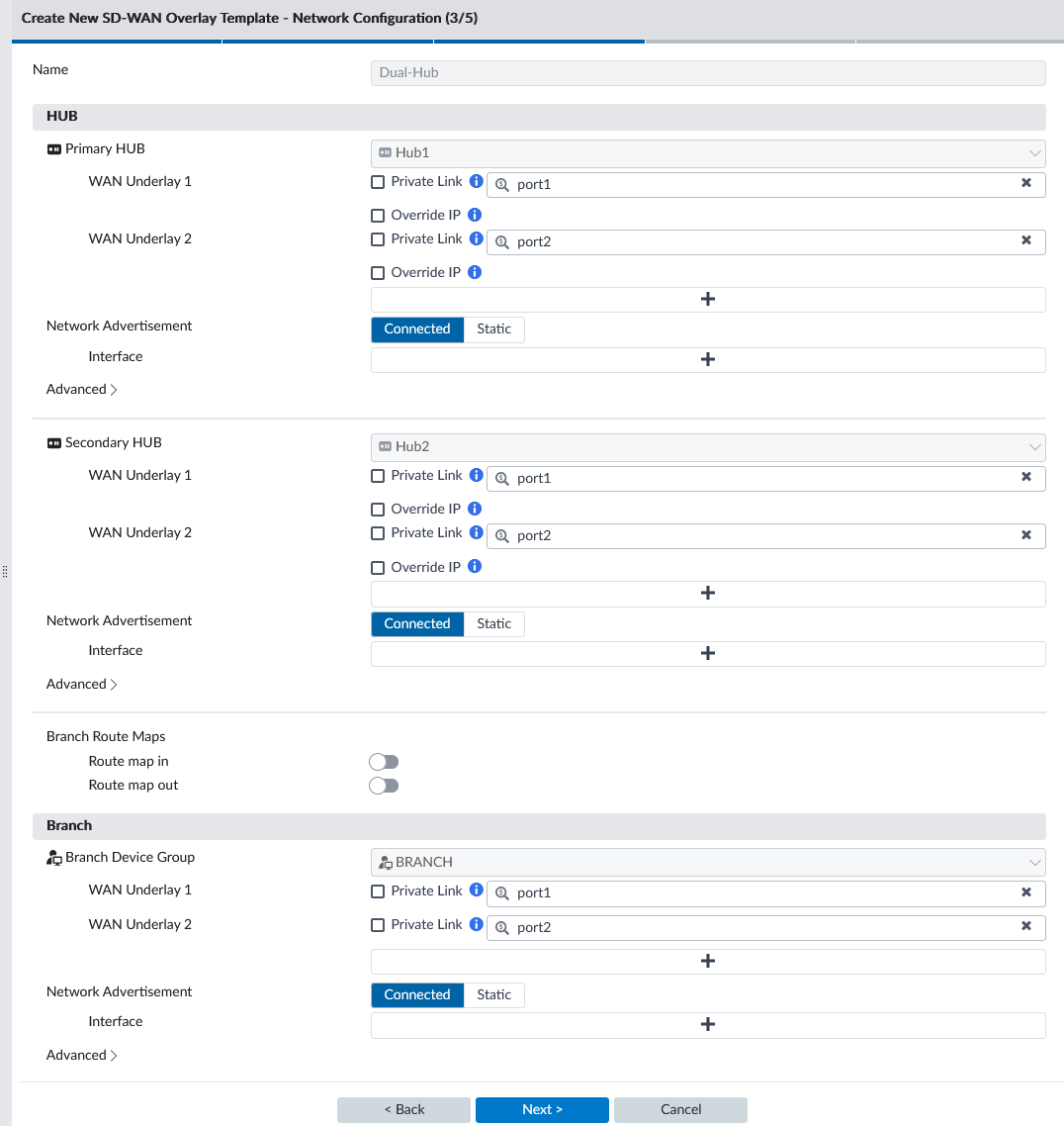 SD-WAN overlay template IP network design | FortiManager 7.4.7 ...