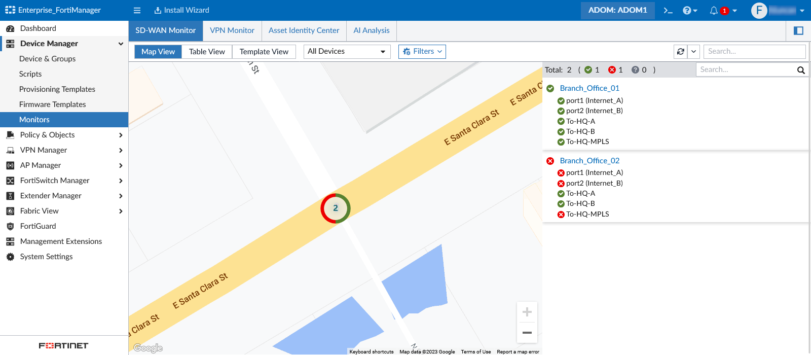 Map View | FortiManager 7.4.7 | Fortinet Document Library