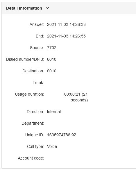Viewing call details | FortiVoice 7.0.2 | Fortinet Document Library