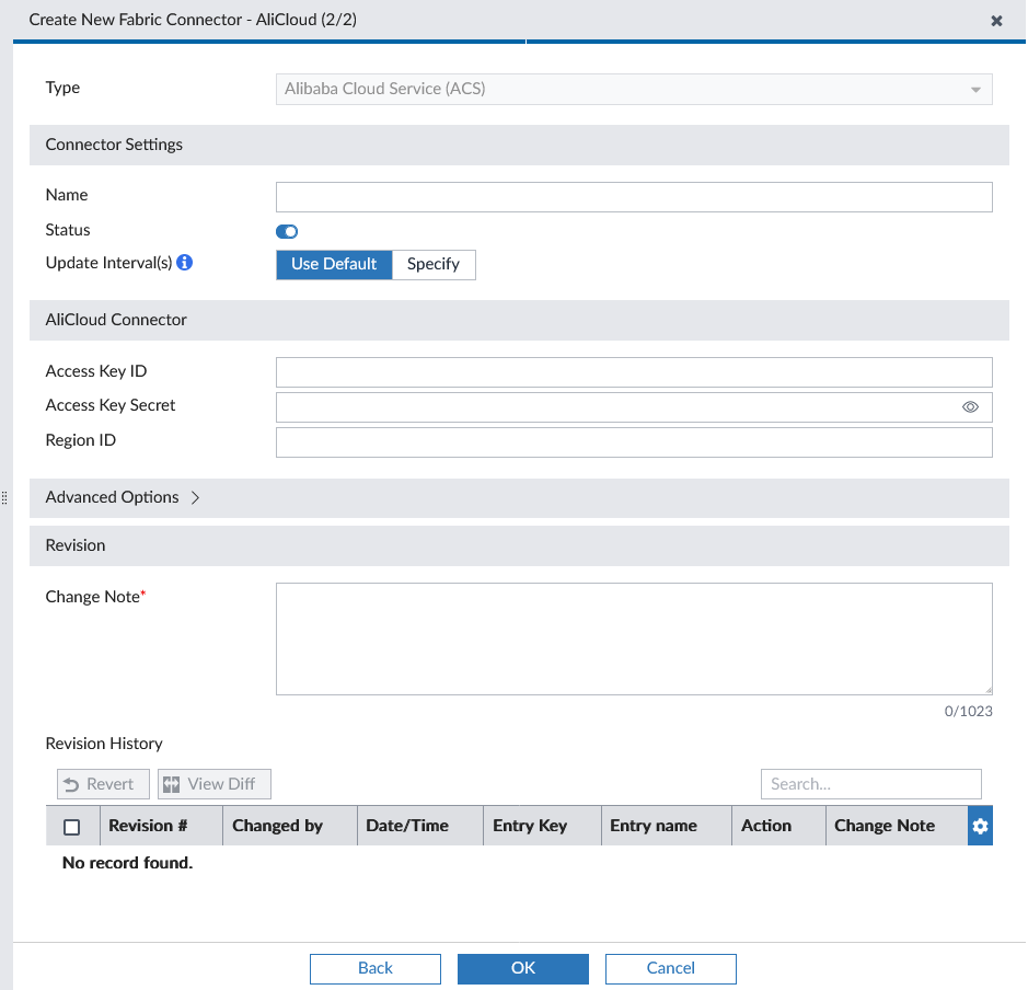 Creating AliCloud Service connector | FortiManager 7.4.3 | Fortinet ...