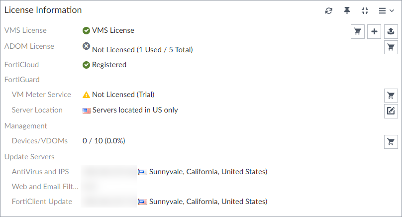 License Information widget | FortiManager 7.4.3 | Fortinet Document Library