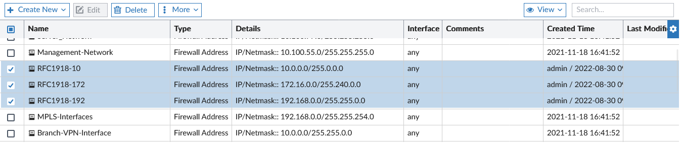 Default address space objects | FortiManager 7.4.3 | Fortinet Document Library
