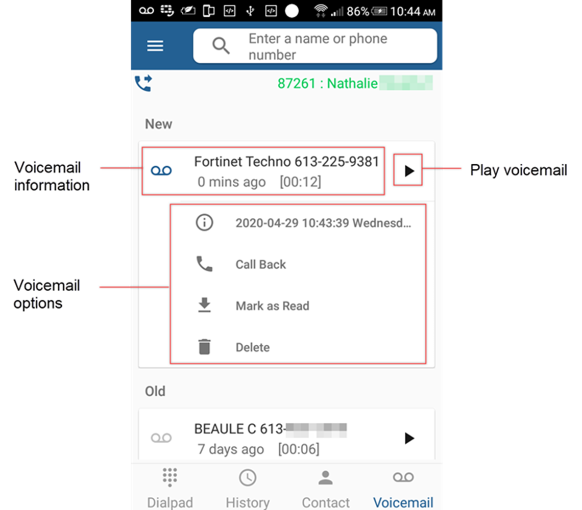 Voicemail | FortiFone 1.0.0