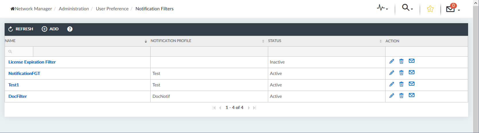 Notification Filters | FortiManager 7.4.0