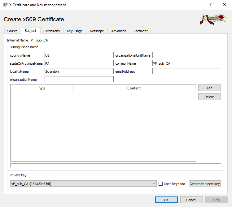 Creating certificates with XCA | FortiGate / FortiOS 6.4.15 | Fortinet ...