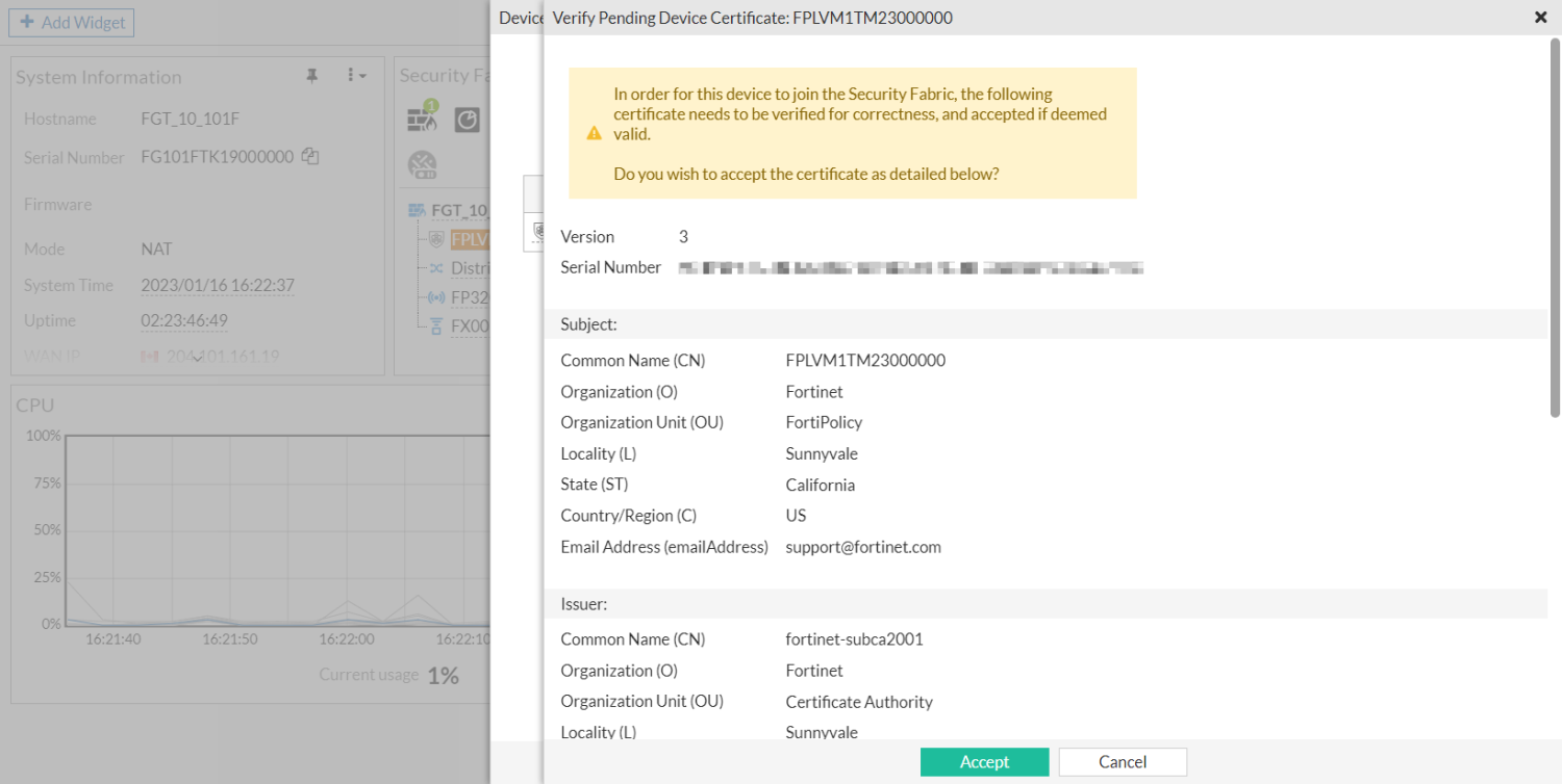 Add FortiPolicy as Security Fabric device 7.2.4 | FortiGate / FortiOS 7.2.0