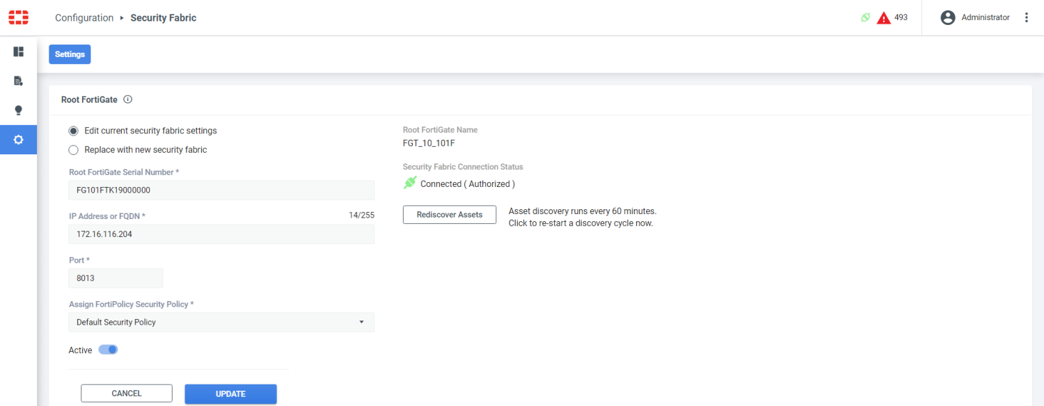 Add FortiPolicy as Security Fabric device 7.2.4 | FortiGate / FortiOS 7.2.0