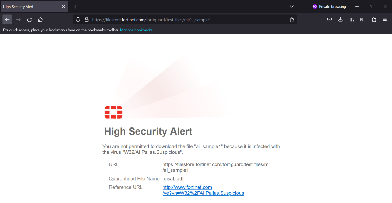 Testing an antivirus profile | FortiGate / FortiOS 7.4.8 | Fortinet ...