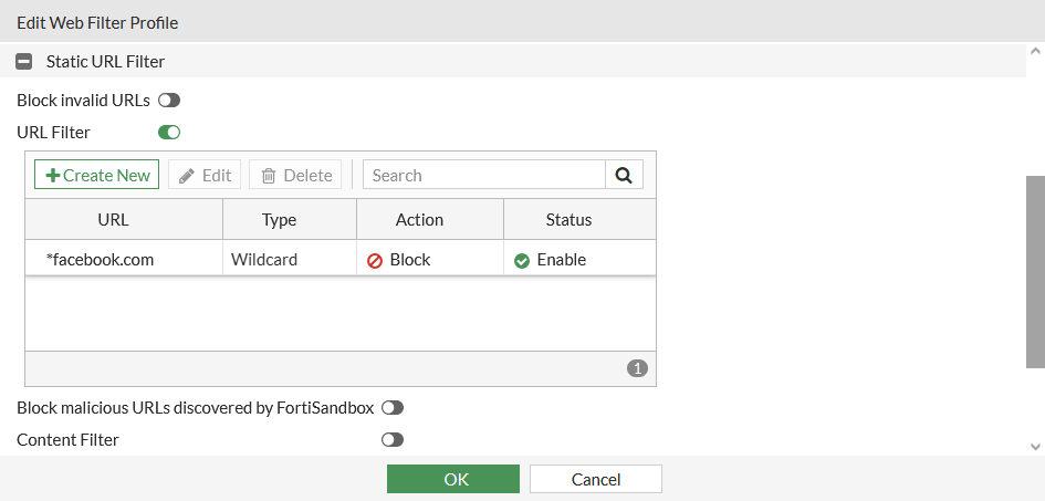 Static URL filter | FortiGate / FortiOS 7.4.8 | Fortinet Document Library