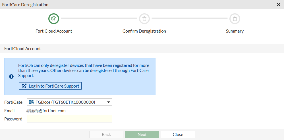 Deregistering a FortiGate | FortiGate / FortiOS 7.4.8 | Fortinet ...