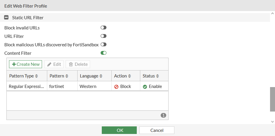 Static URL filter | FortiGate / FortiOS 7.4.8 | Fortinet Document Library