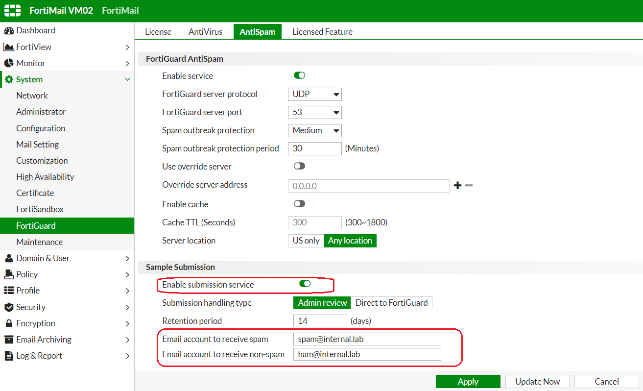 Enabling Spam Sample Submission on FortiMail | FortiMail Appliances and ...