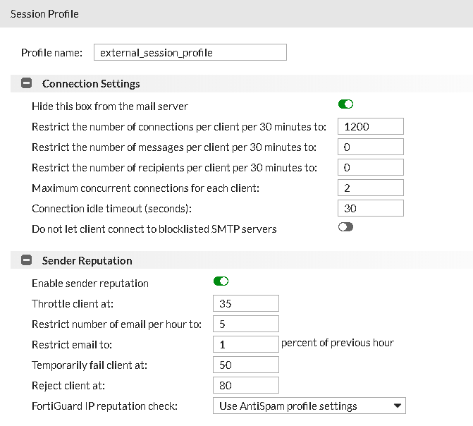 Configuring the session profiles | FortiMail 7.6.0 | Fortinet Document ...