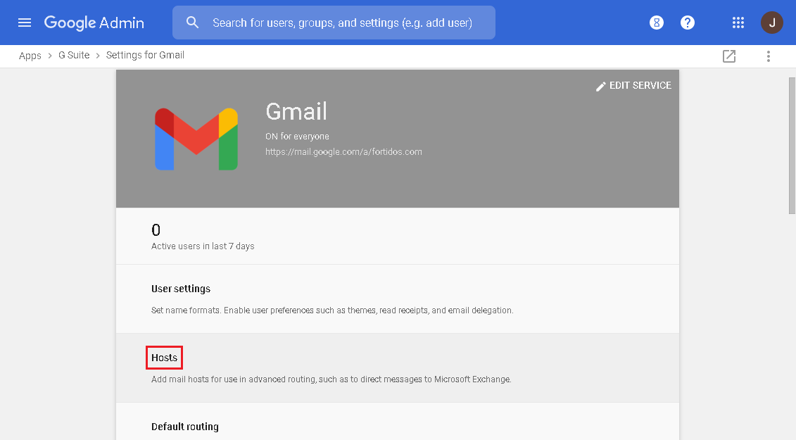 Add FortiMail as mail route host in Google Workspace | FortiMail 7.6.0 ...