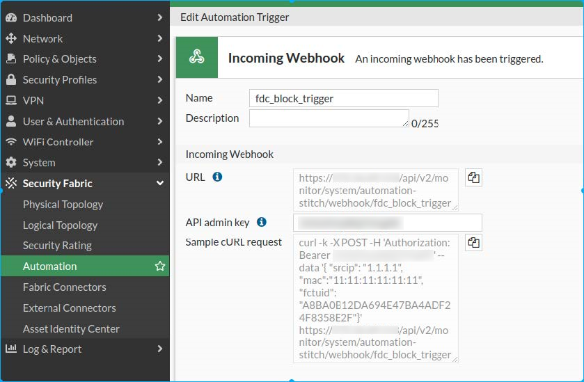 Integration with FortiGate over Webhook | FortiDeceptor 6.1.0 ...