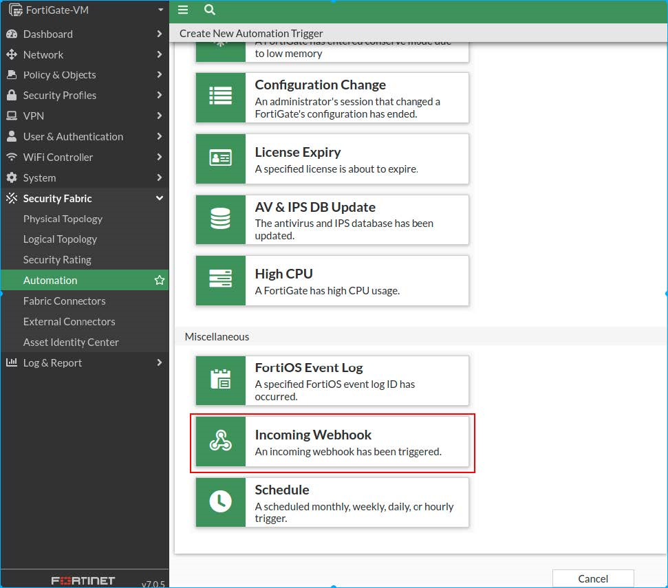 Integration with FortiGate over Webhook | FortiDeceptor 6.1.0 | Fortinet Document Library