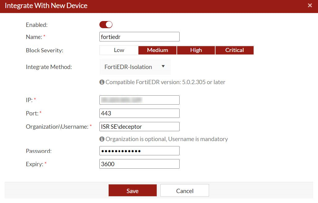 Integration with FortiEDR | FortiDeceptor 6.1.0 | Fortinet Document Library