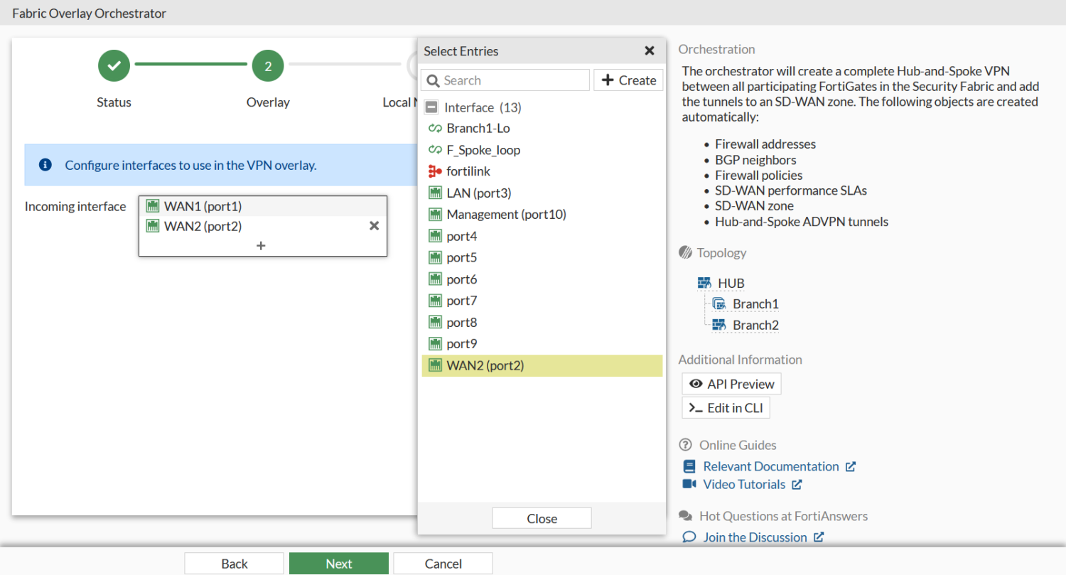 Configuring an overlay on the spoke for an additional interface on the ...