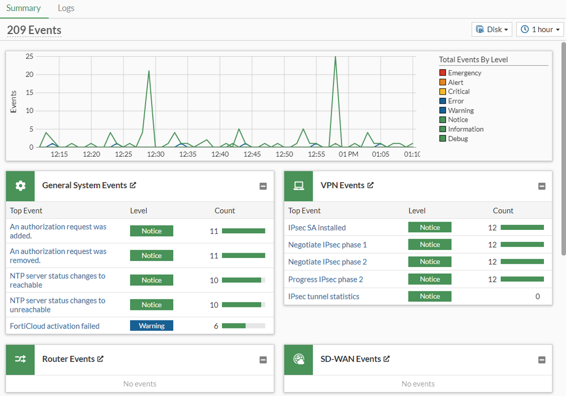 Viewing event logs | FortiGate / FortiOS 7.4.7 | Fortinet Document Library