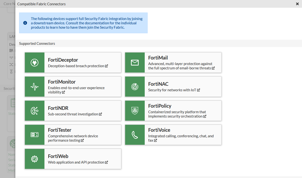 Configuring supported connectors | FortiGate / FortiOS 7.4.7 | Fortinet Document Library