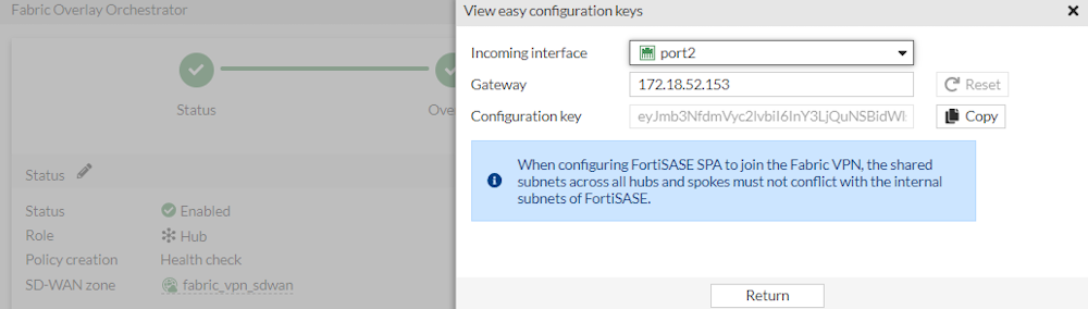 SPA easy configuration key for FortiSASE | FortiGate / FortiOS 7.4.7 ...