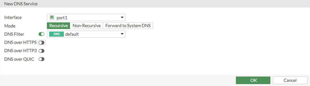 DNS over QUIC and DNS over HTTP3 for transparent and local-in DNS modes | FortiGate / FortiOS 7. ...