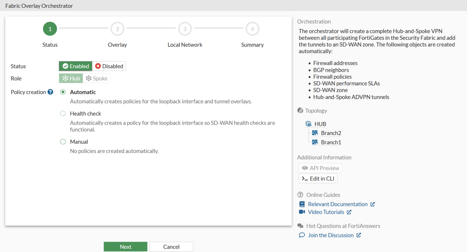 Using the Fabric Overlay Orchestrator | FortiGate / FortiOS 7.4.7 ...