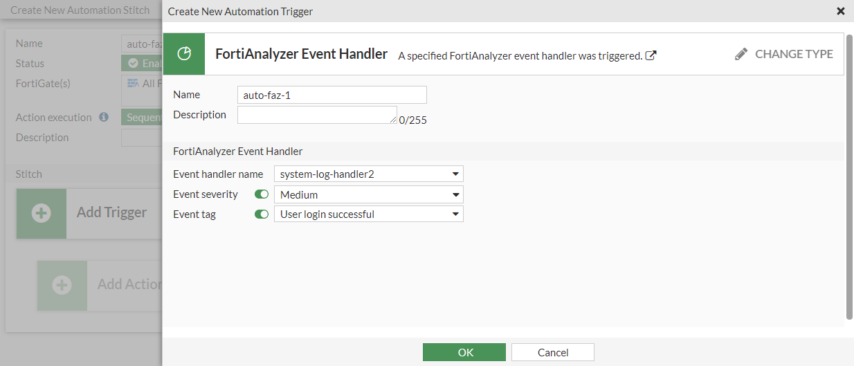FortiAnalyzer event handler trigger | FortiGate / FortiOS 7.4.7 | Fortinet Document Library