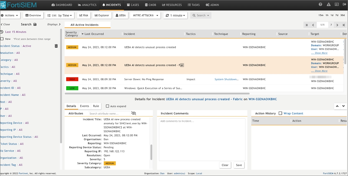Verify Device Added to Watchlist and Threat Feed | FortiSIEM 7.0.4 ...