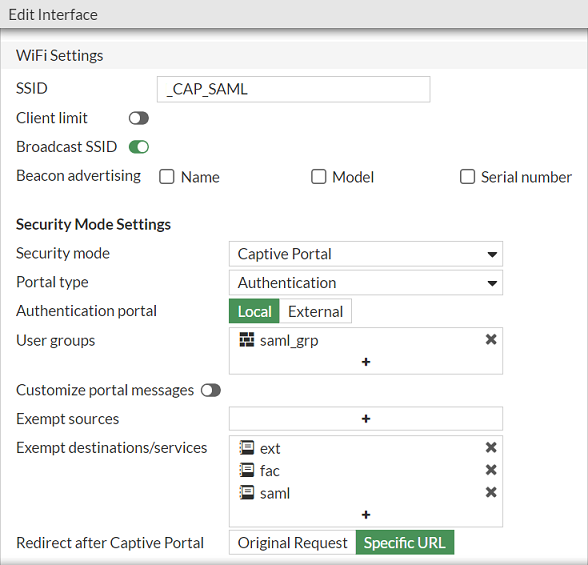 Captive portal authentication using SAML credentials | FortiAP / FortiWiFi 7.4.2 | Fortinet ...