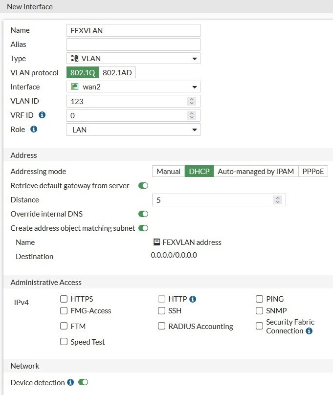 VLAN mode | FortiExtender 7.6.2 | Fortinet Document Library