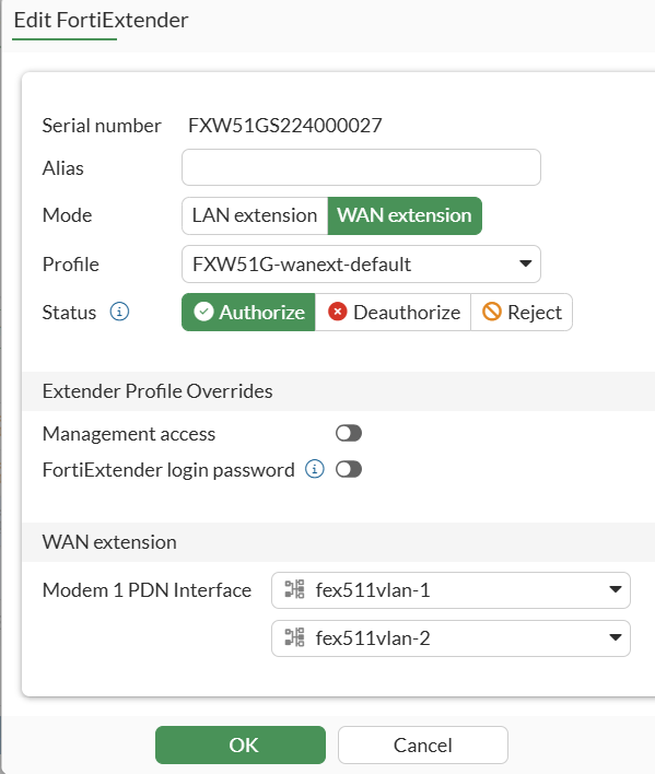 Configuring VLAN with the LAN port | FortiExtender 7.6.2 | Fortinet ...