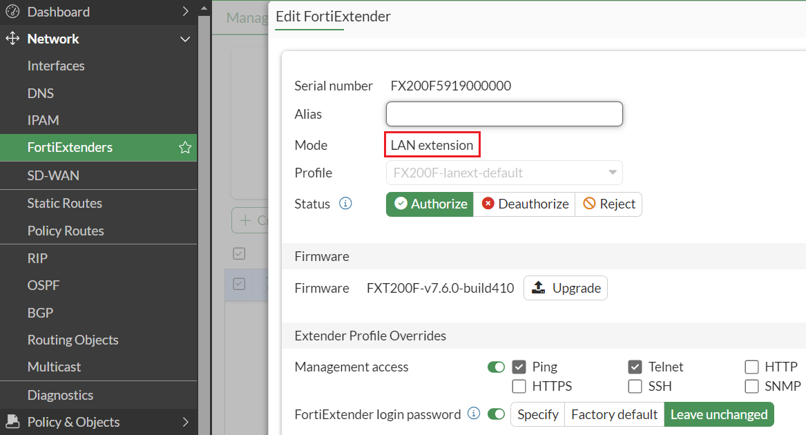 VLAN support for LAN-extension mode | FortiExtender 7.6.2 | Fortinet ...