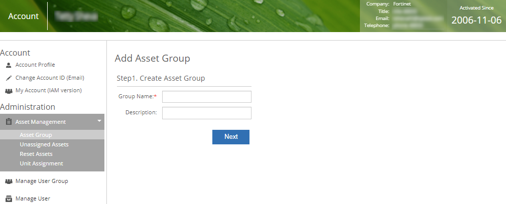 Creating a new asset group in My Account | FortiCloud Services 25.1.a ...