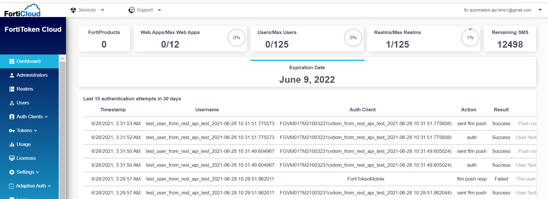 How to register your FTC license | FortiToken Cloud 22.2.b