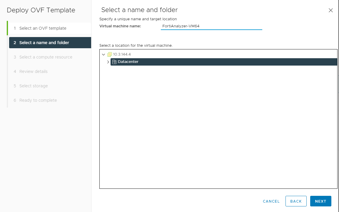 Deploying the OVF file | FortiAnalyzer Private Cloud 7.6.0 | Fortinet ...