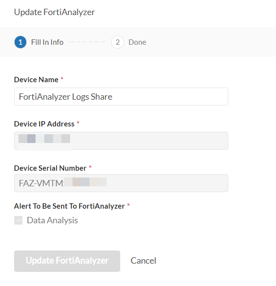 Update FortiAnalyzer on FortiCASB | FortiCASB 23.2.b
