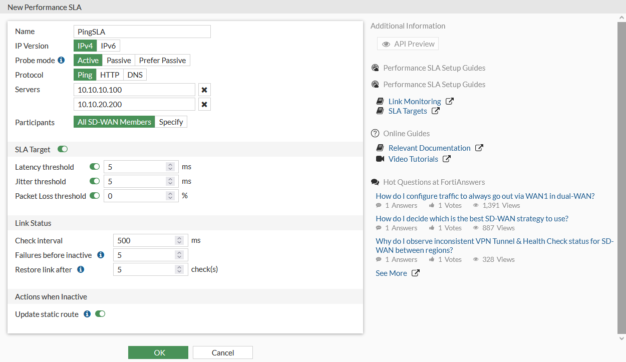 Link health monitor | FortiGate / FortiOS 7.4.4 | Fortinet Document Library