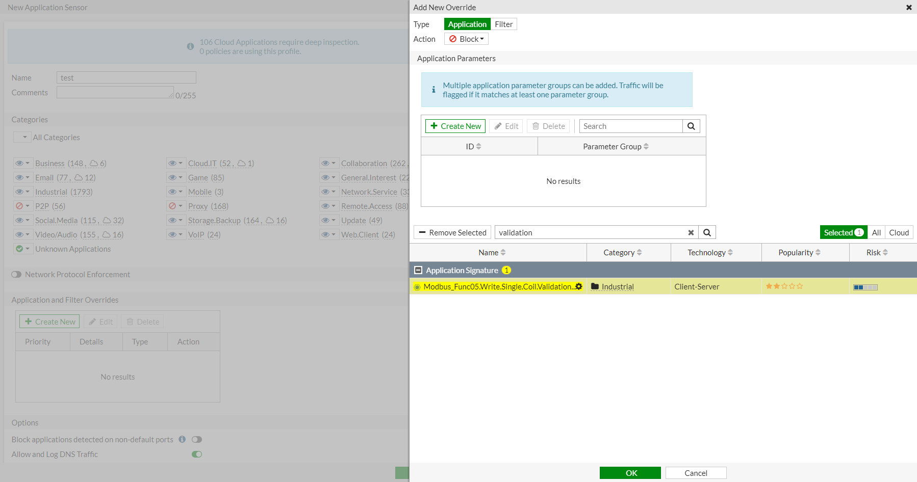 Matching multiple parameters on application control signatures ...