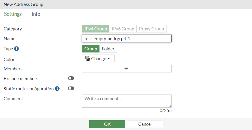 Allow empty address groups | FortiGate / FortiOS 7.4.4 | Fortinet ...