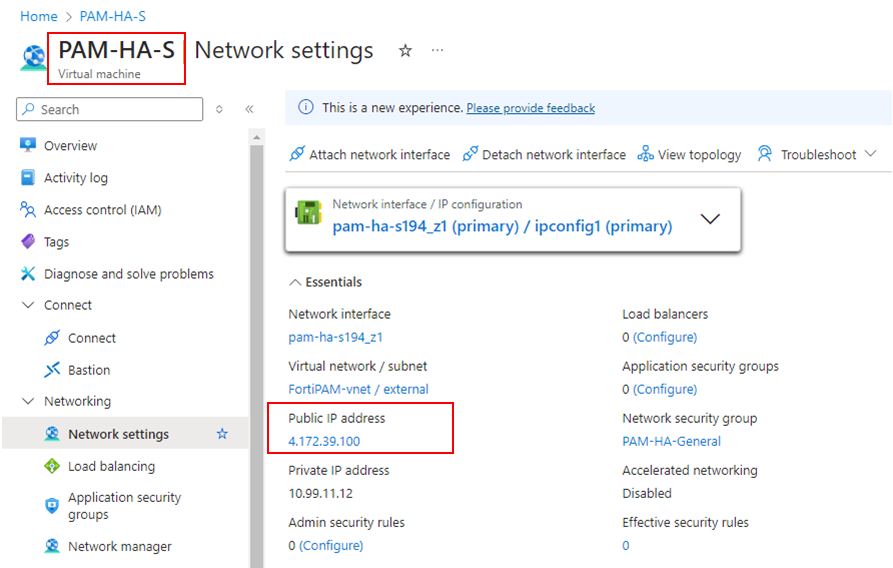 FortiPAM HA on Azure | FortiPAM Public Cloud 1.4.0 | Fortinet Document ...