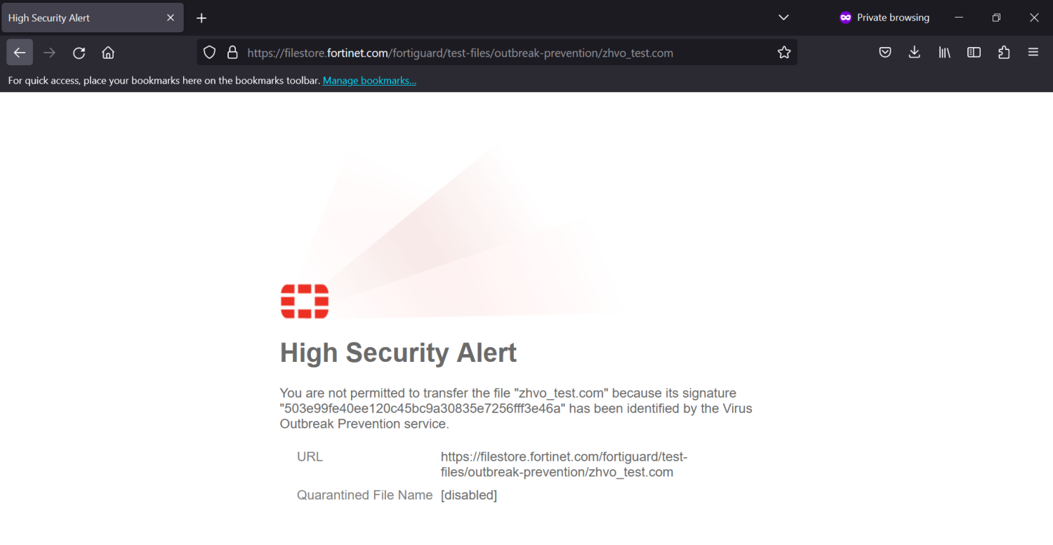 Testing an antivirus profile | FortiGate / FortiOS 7.0.15 | Fortinet ...